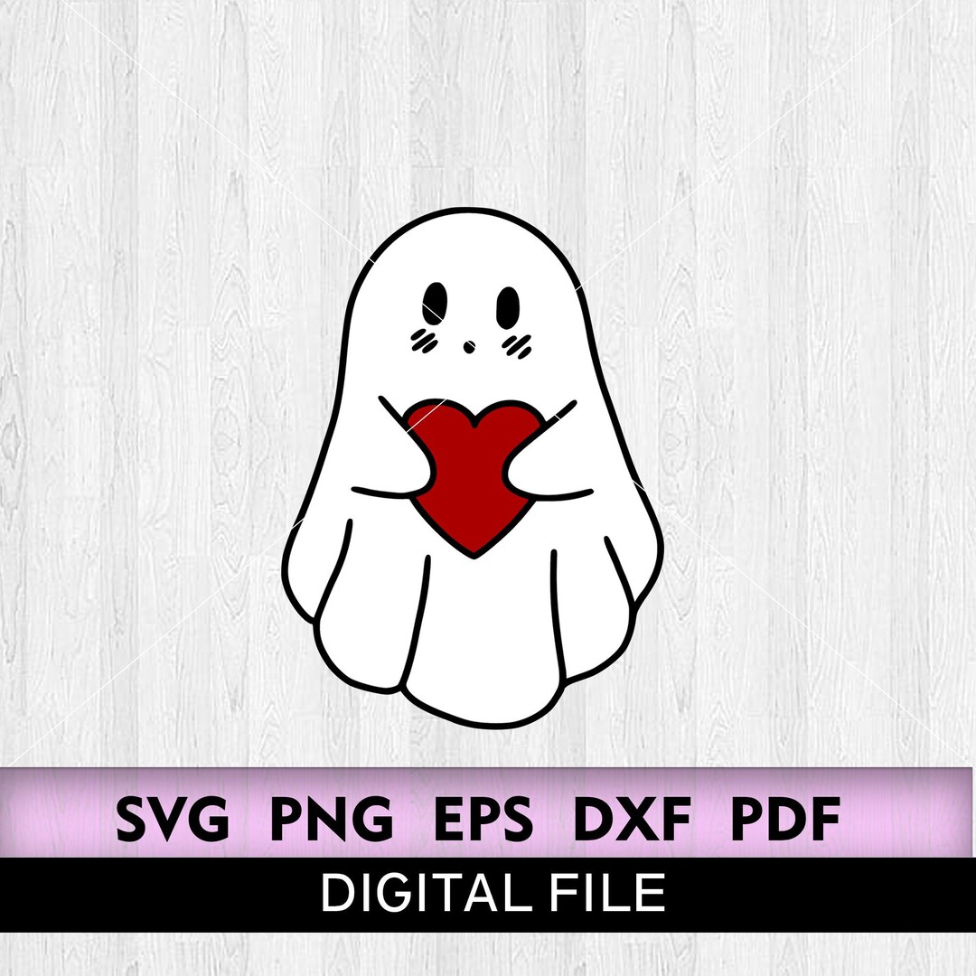 Red Heart Ghost Svg, Cute Ghost SVG, Ghost Svg, Ghost Silhouette, Ghost ...