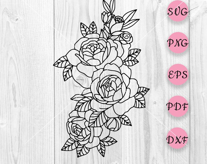 Roses Svg Flowers SVG Craft Pattern Roses Flower SVG Flower - Etsy