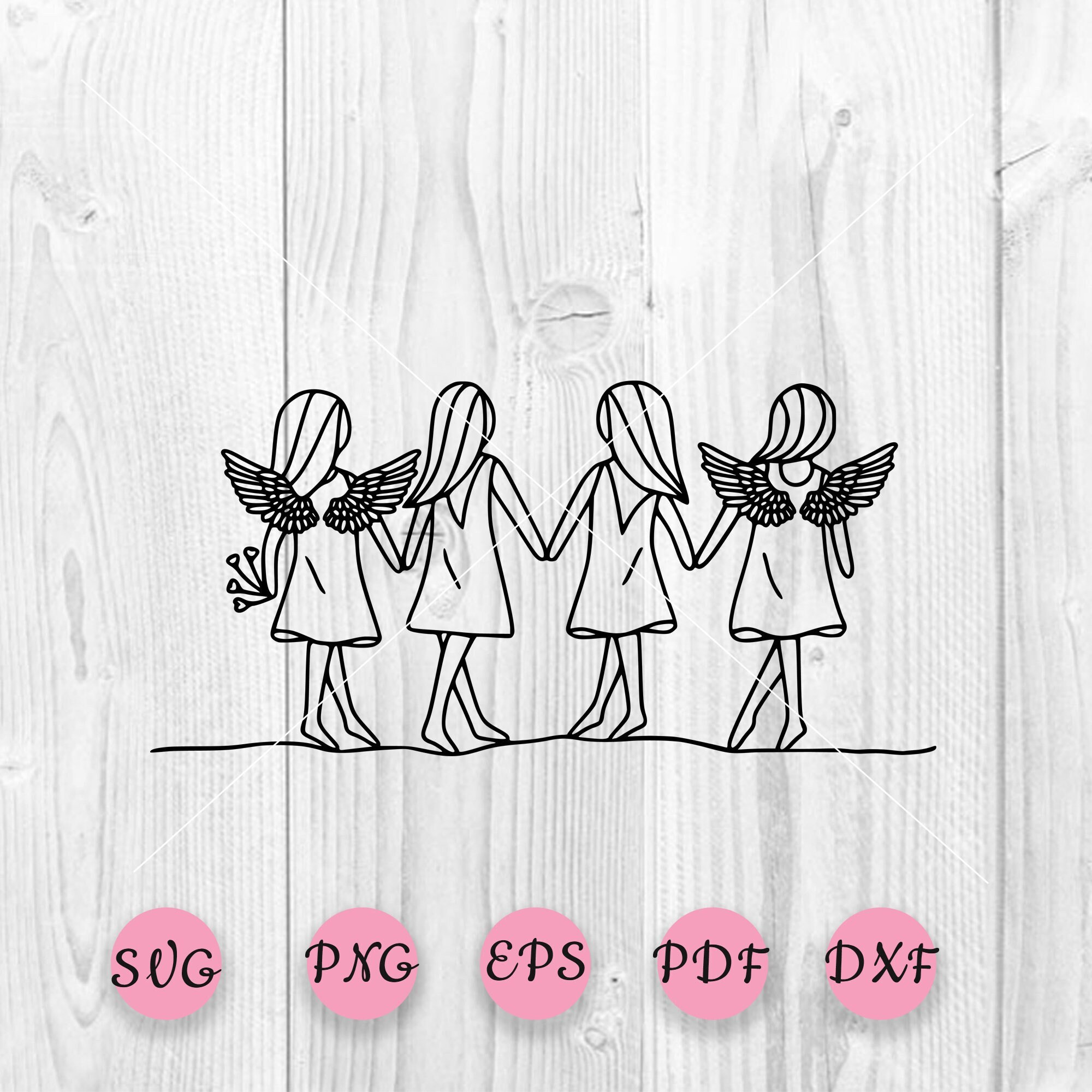 Vier zusters svg, zuster engel svg, tweeling svg, verlies Memorial svg ...