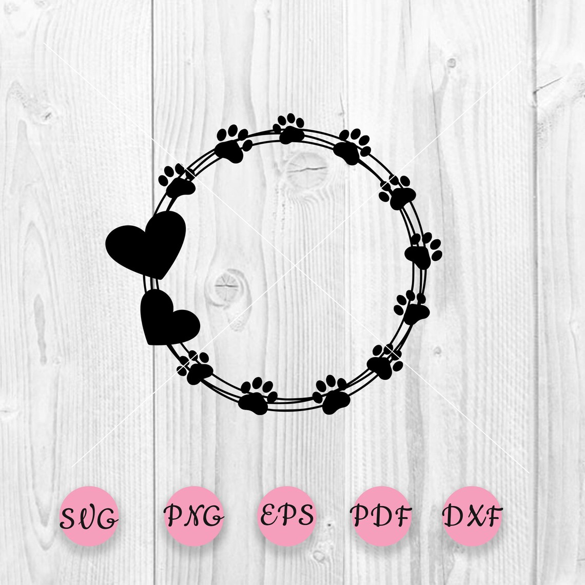 Puppy paw frame svg Animal Frame svg Heart Frame svg Wreath | Etsy