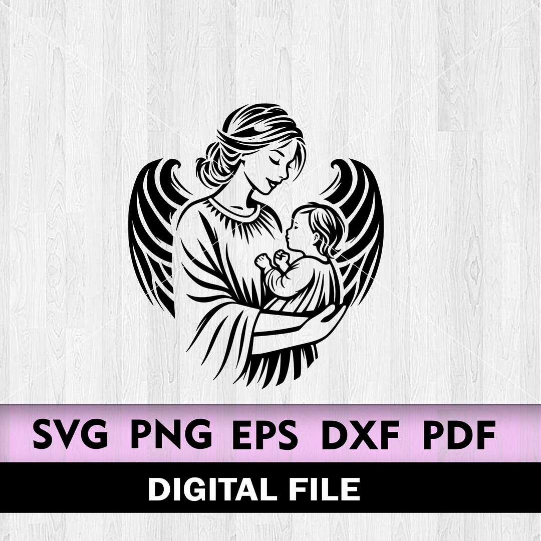 Mom Loss Memorial Svg, Mom and Baby Svg, Mom Angel Holding Baby Svg ...