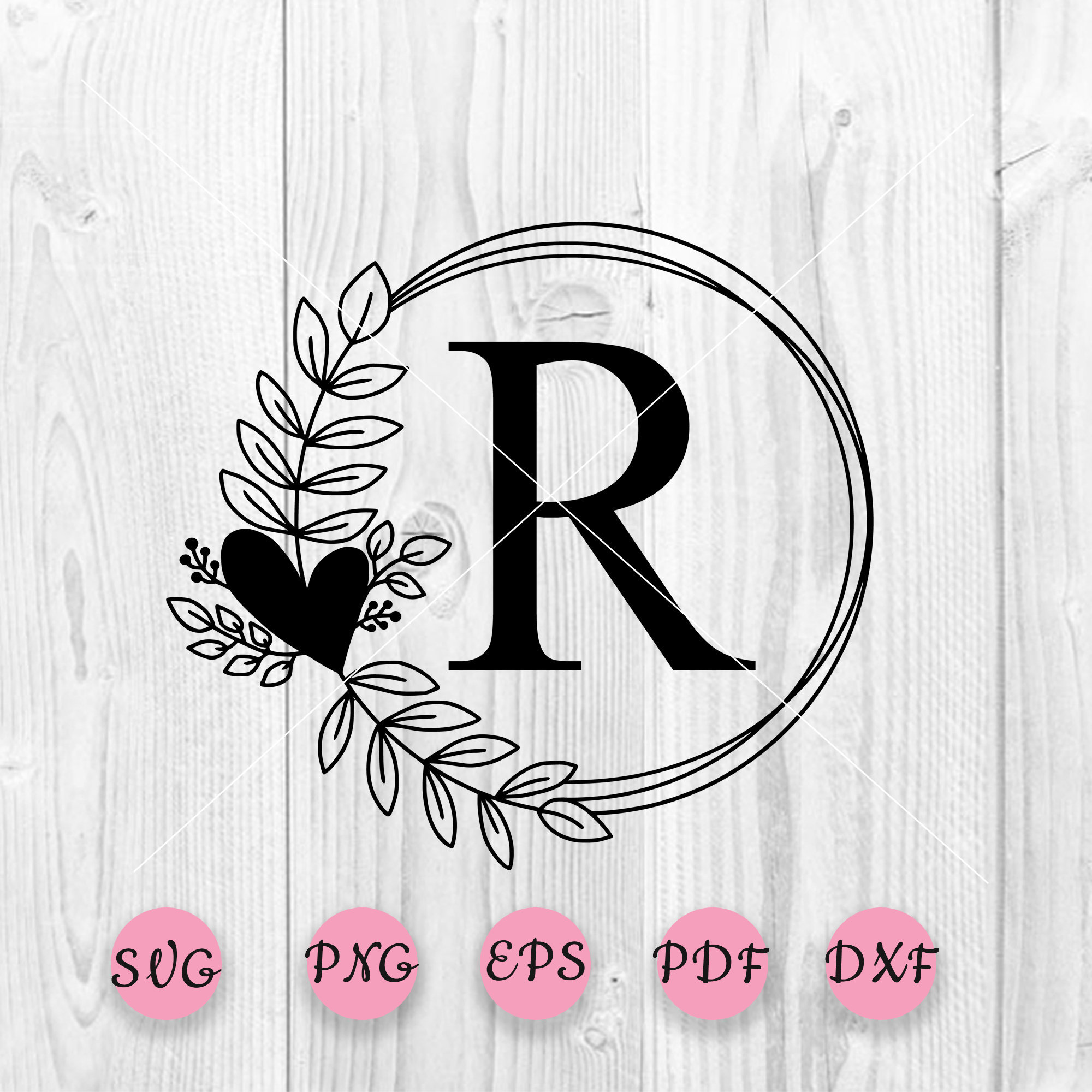 Frame Letter R Svg Wreath SVG Leafy Wreath SVG Monogram - Etsy Canada