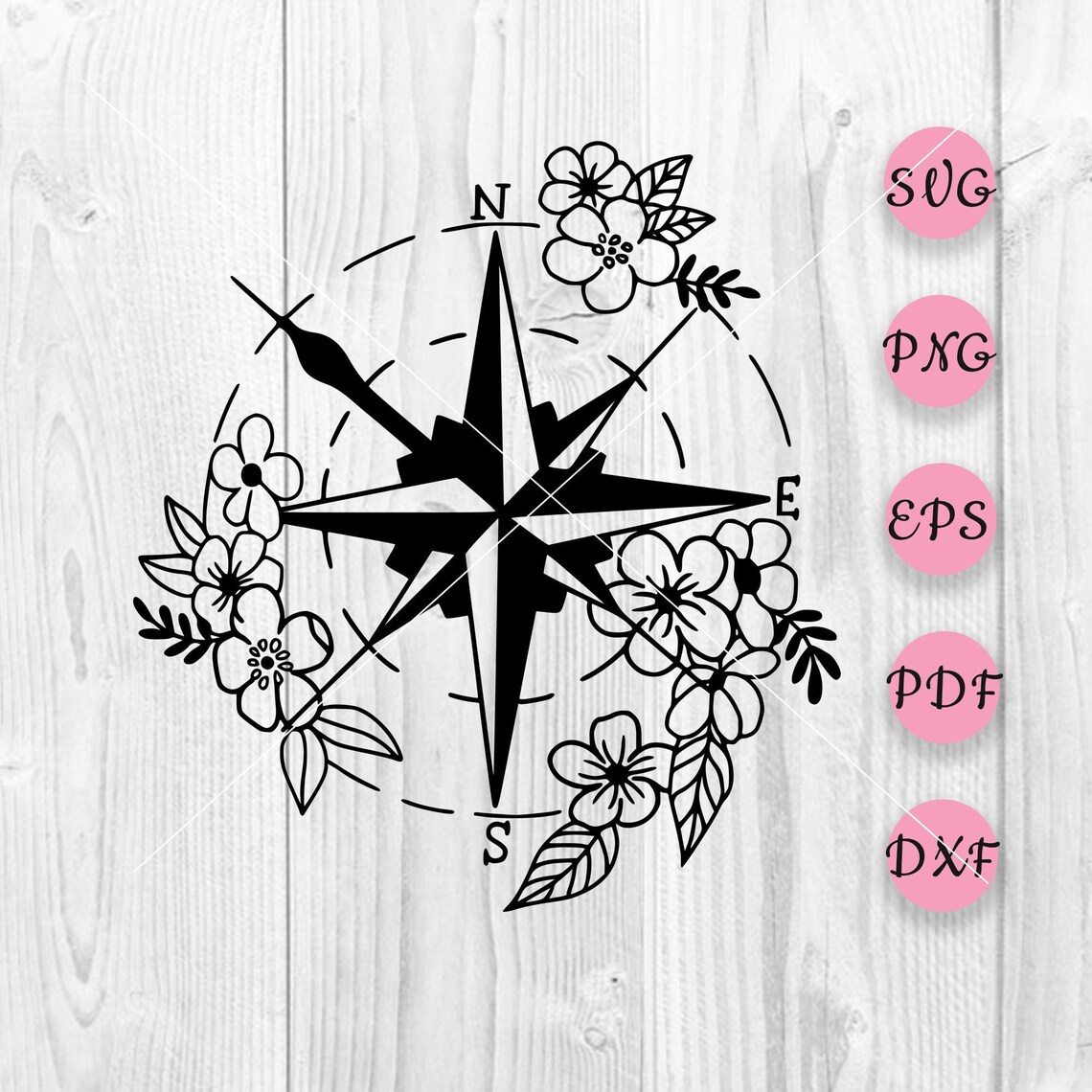 Floral Compass Svg Nautical Compass Svg Adventure Svg - Etsy Canada