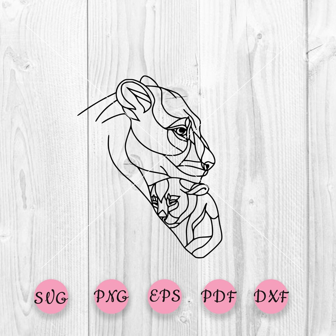 Leona con cachorro de león svg, Leona clipart, Leona Silhoette, Cachorro de león svg, Cuidado de ...