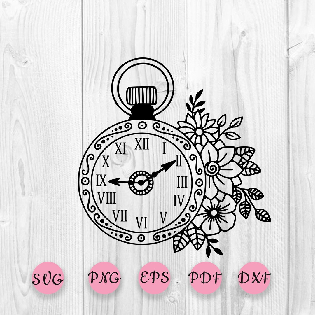 Floral Clock SVG Vintage Floral Clock SVG Pocket Clock Svg - Etsy
