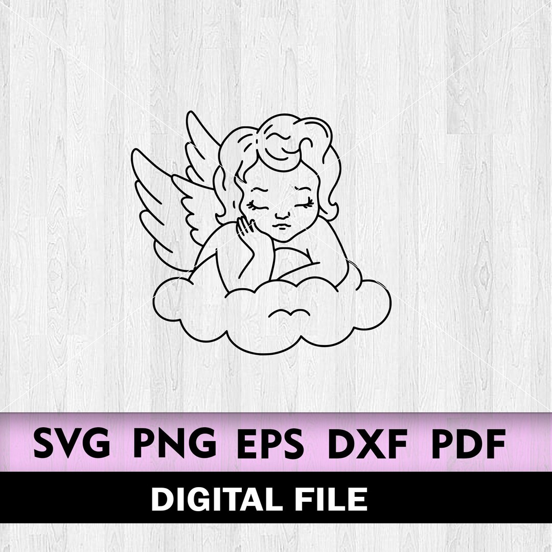 Sleeping Angel, Baby Loss Memorial Svg, Baby Angel Svg, Angel Wings Svg ...