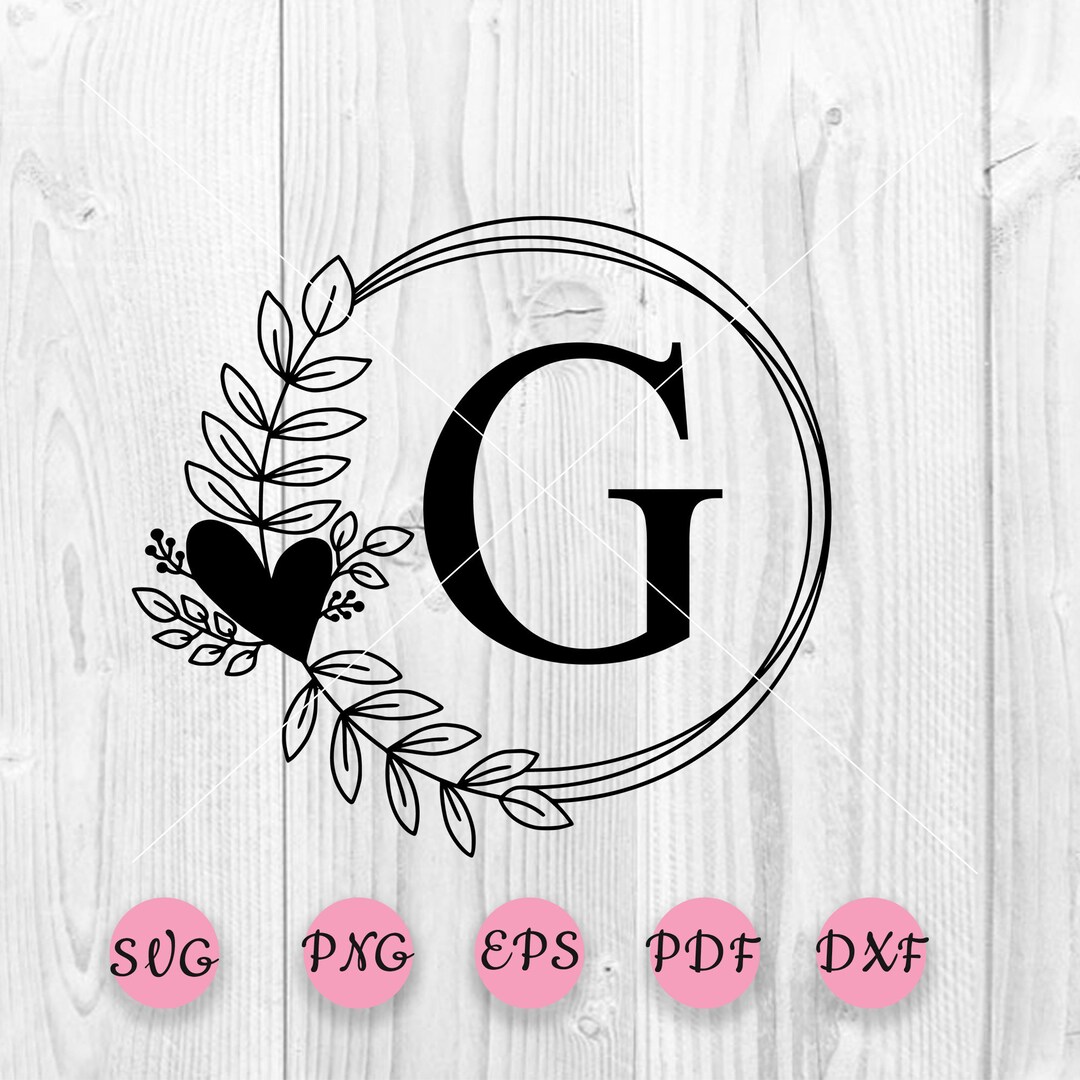 Frame Letter G Svg Wreath SVG Leafy Wreath SVG Monogram - Etsy UK