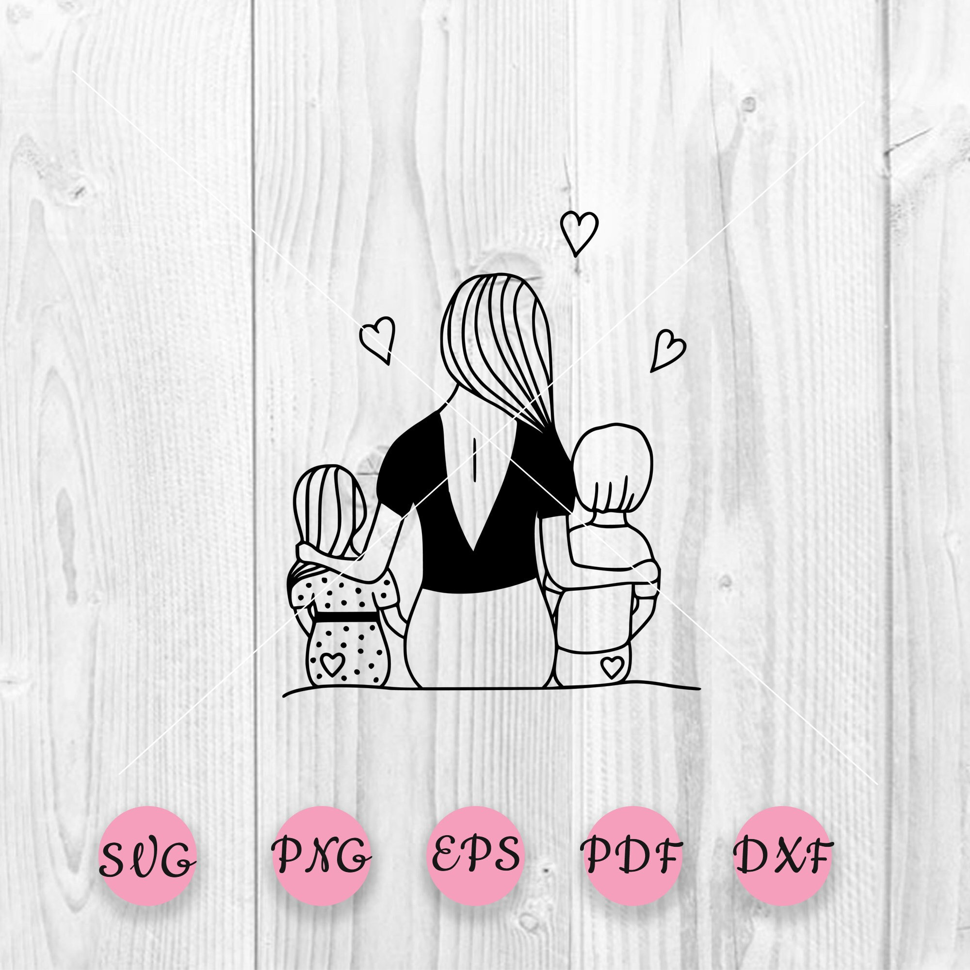 Madre Con Hijo E Hija Svg Madre Svg Hijas Svg Familia Svg Etsy México