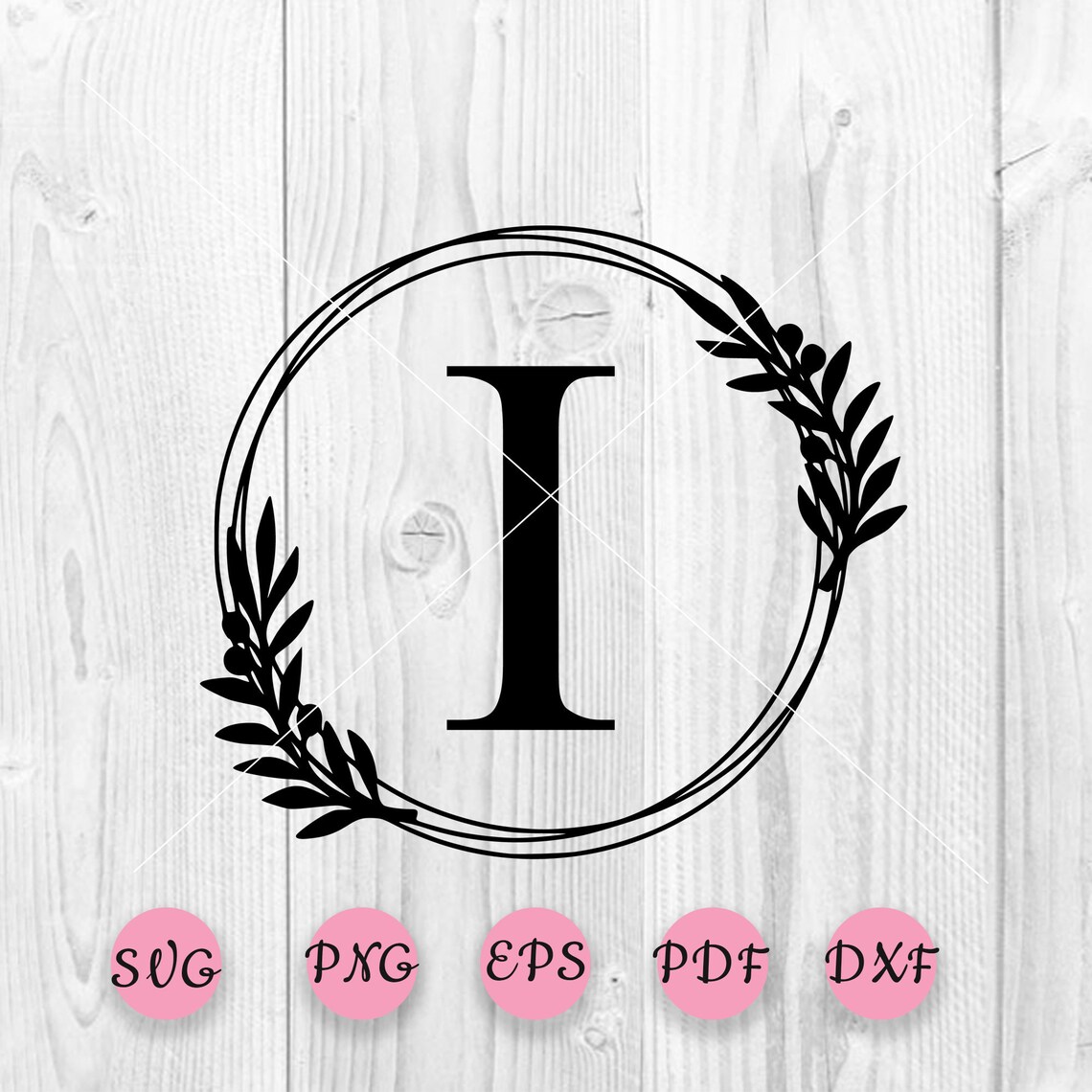 Alphabet Frame Letter I Svg Wreath SVG Leafy Wreath SVG - Etsy