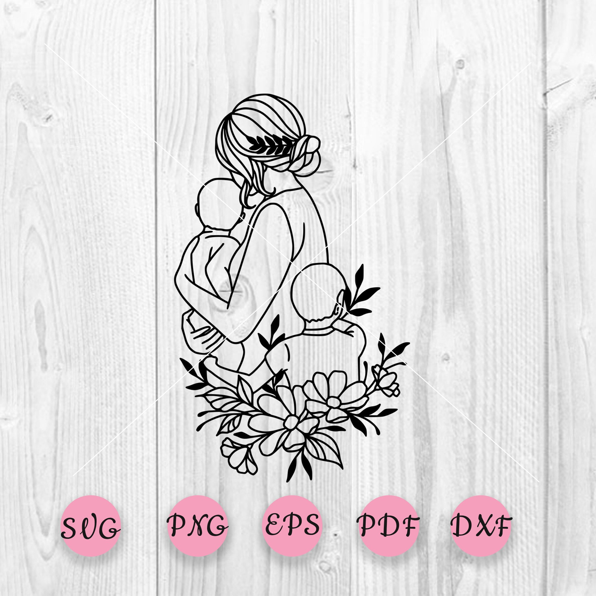 Mère avec deux garçons svg svg mère svg fils svg famille - Etsy France