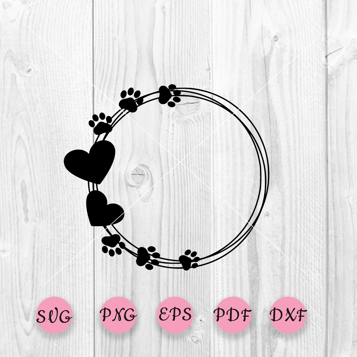 Puppy paw frame svg Animal Frame svg Heart Frame svg Wreath | Etsy