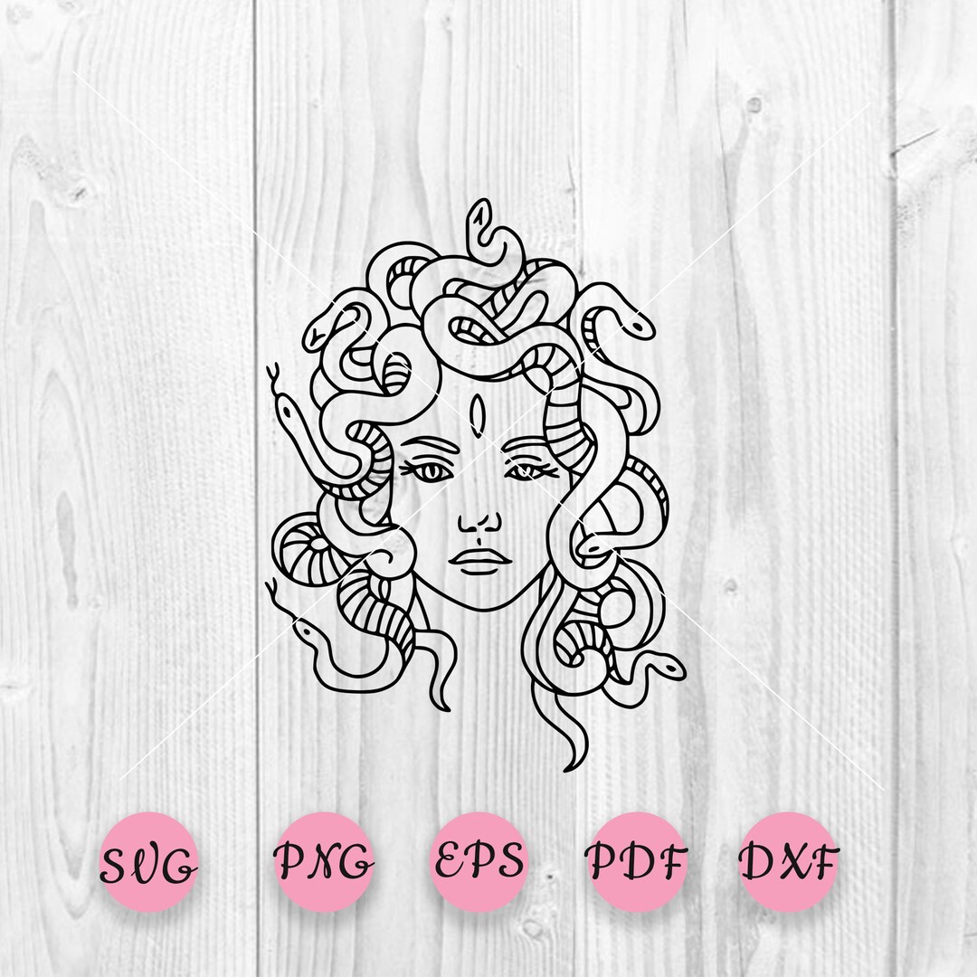 Medusa SVG, Gorgona SVG, Snake Face SVG, vrouw met slangenhaar ...