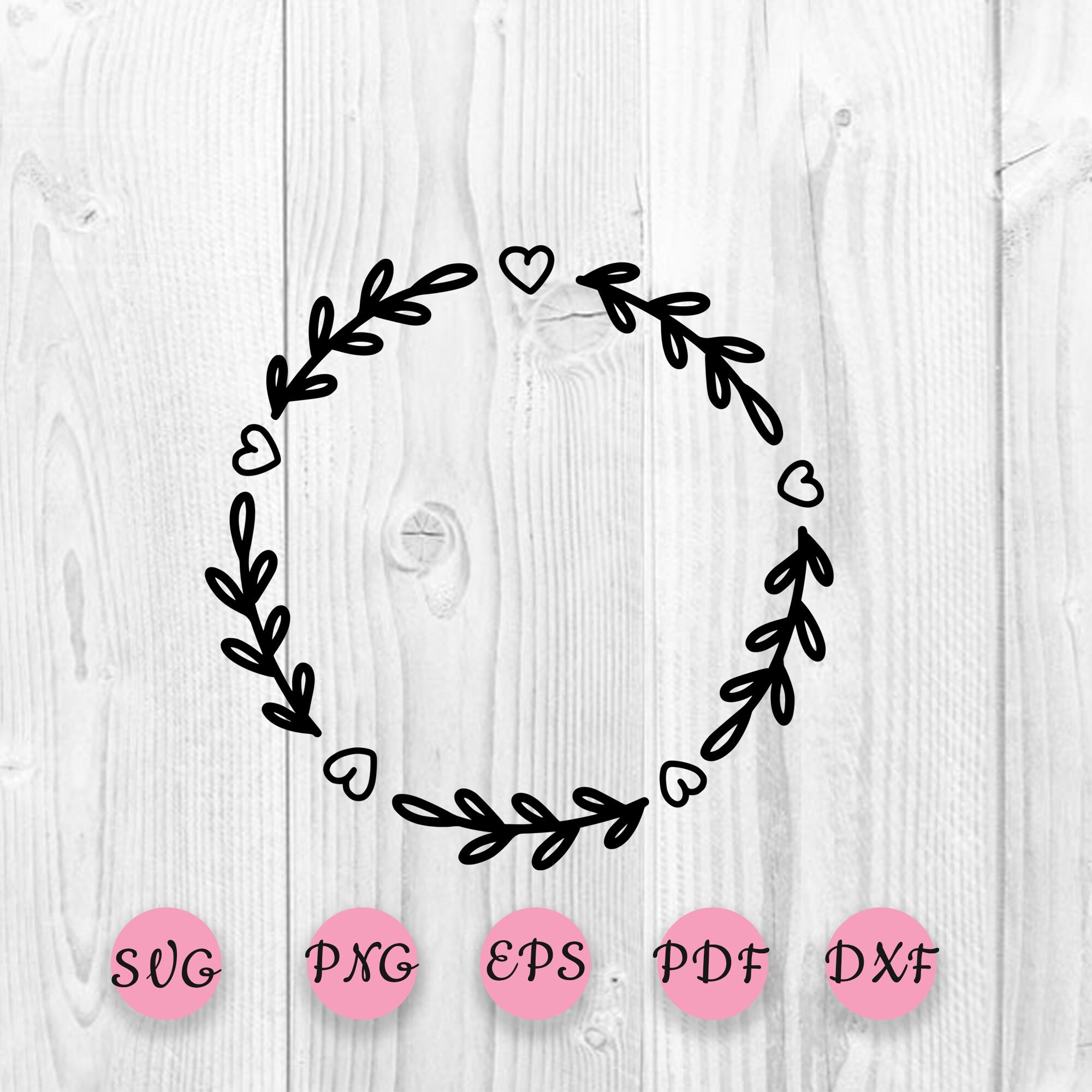Corona de laurel del corazón svg Wreath SVG Leafy Wreath | Etsy