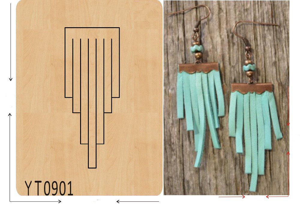 Tassel Earrings Leather Die Cutting, Fringe Earring Wood Die Cut Mold ...