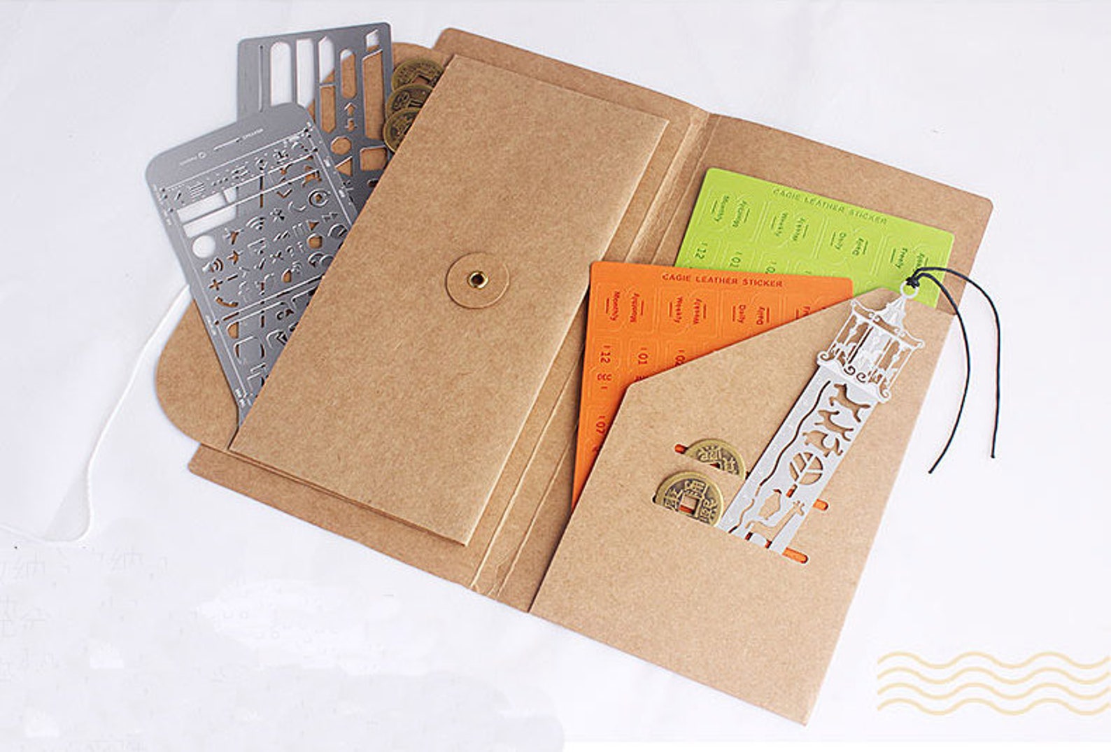 3 Sizes Kraft File Folder With Envelope Insert for Traveler's Notebook ...