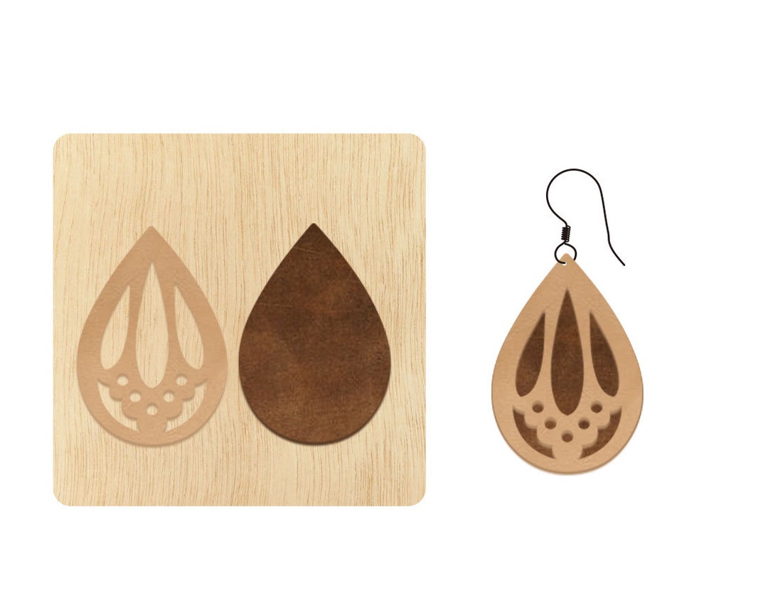 Flower Teardrop Earrings Cutting Die,custom Size Leather Waterdrop ...