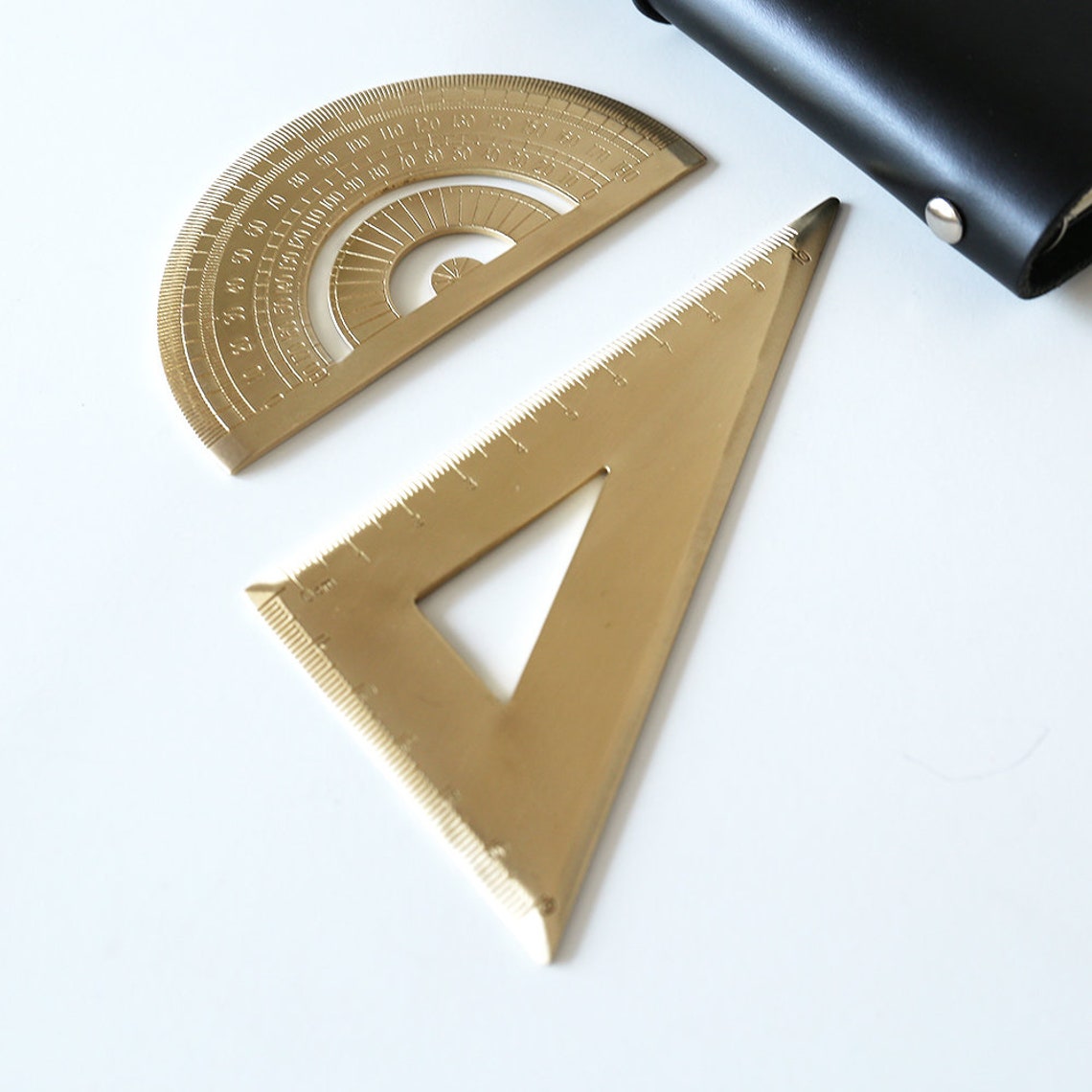 Minimalistic Brass Ruler Protractor Ruler Triangle Ruler | Etsy