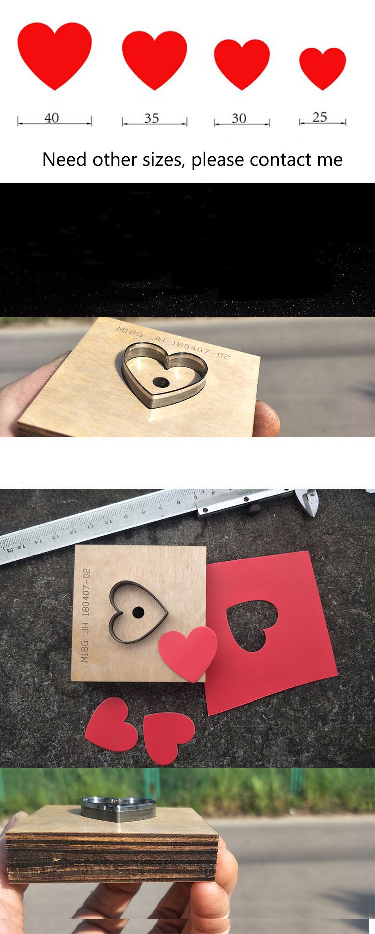 Heart Shape Leather Cutter Die, 7 Shapes of Heart Cutting Mold for ...