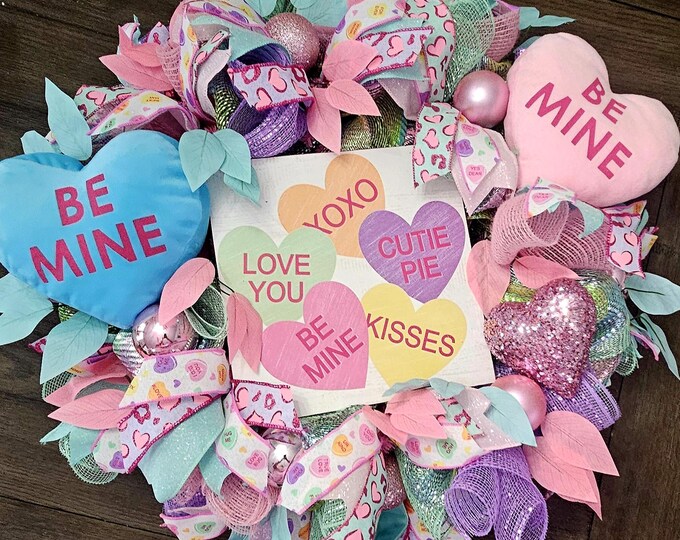 Conversation Hearts Wreath Valentine's Day Wreath February Wreath ...