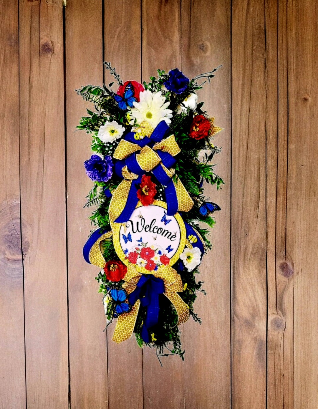 Welcome Swag Welcome Wreath Summer Swag Summer Wreath Butterflies and ...