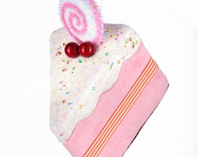 6 Pink Velvet Sprinkles Cake Slice Ornament Faux Cake Slice Wreath Cake ...