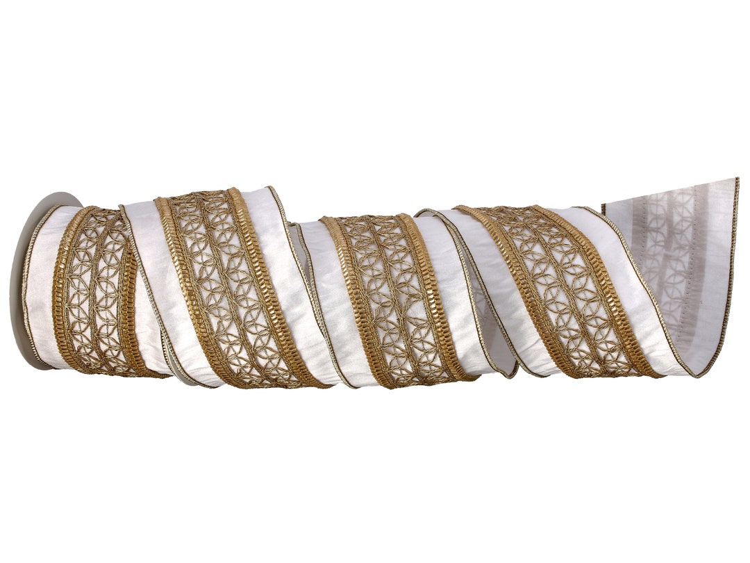 4x5y Metallic GOLD Trim DUPION RIBBON Designer Ribbon Lux Ribbon Glam ...
