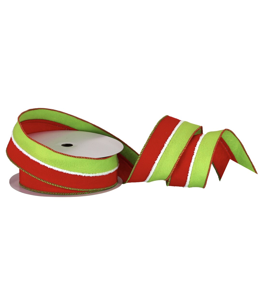 Red Green Christmas Ribbon 2.5x10y Fur STRIPE Felt WIRED RIBBON Green ...