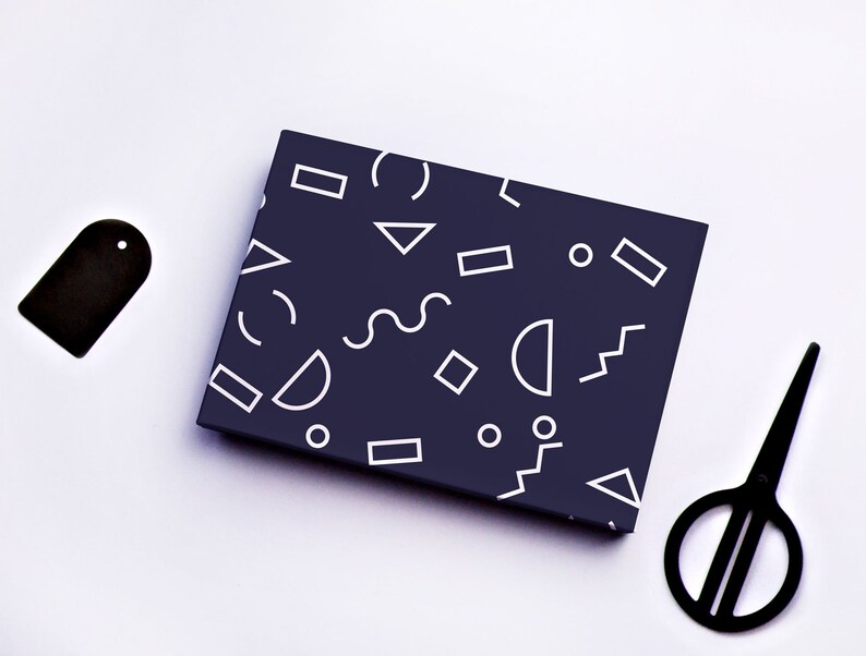 Navy Memphis Shapes Gift Wrap - Etsy