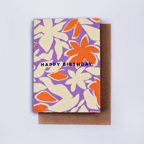 Tropical Flowers Birthday Card | Etsy