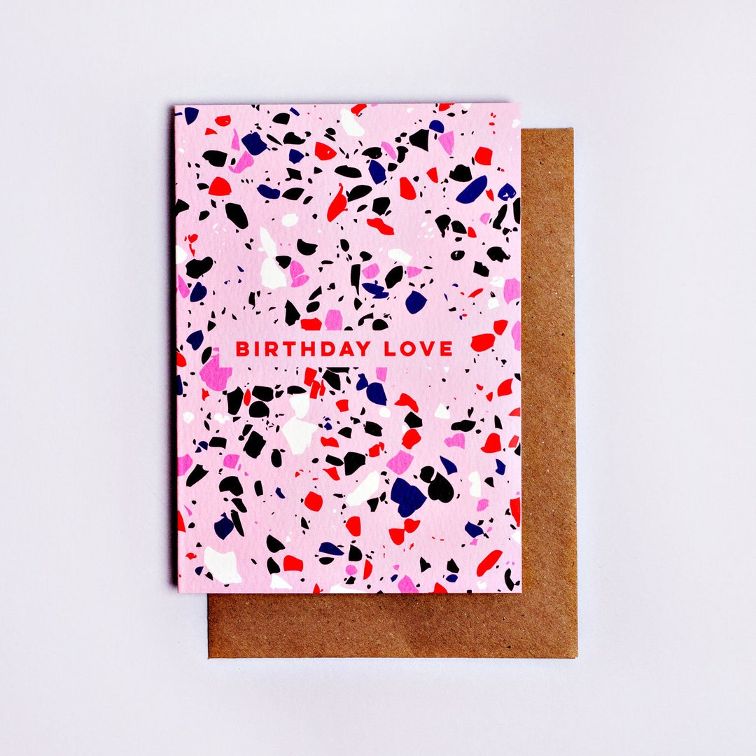 Terrazzo Birthday Love Card - Etsy