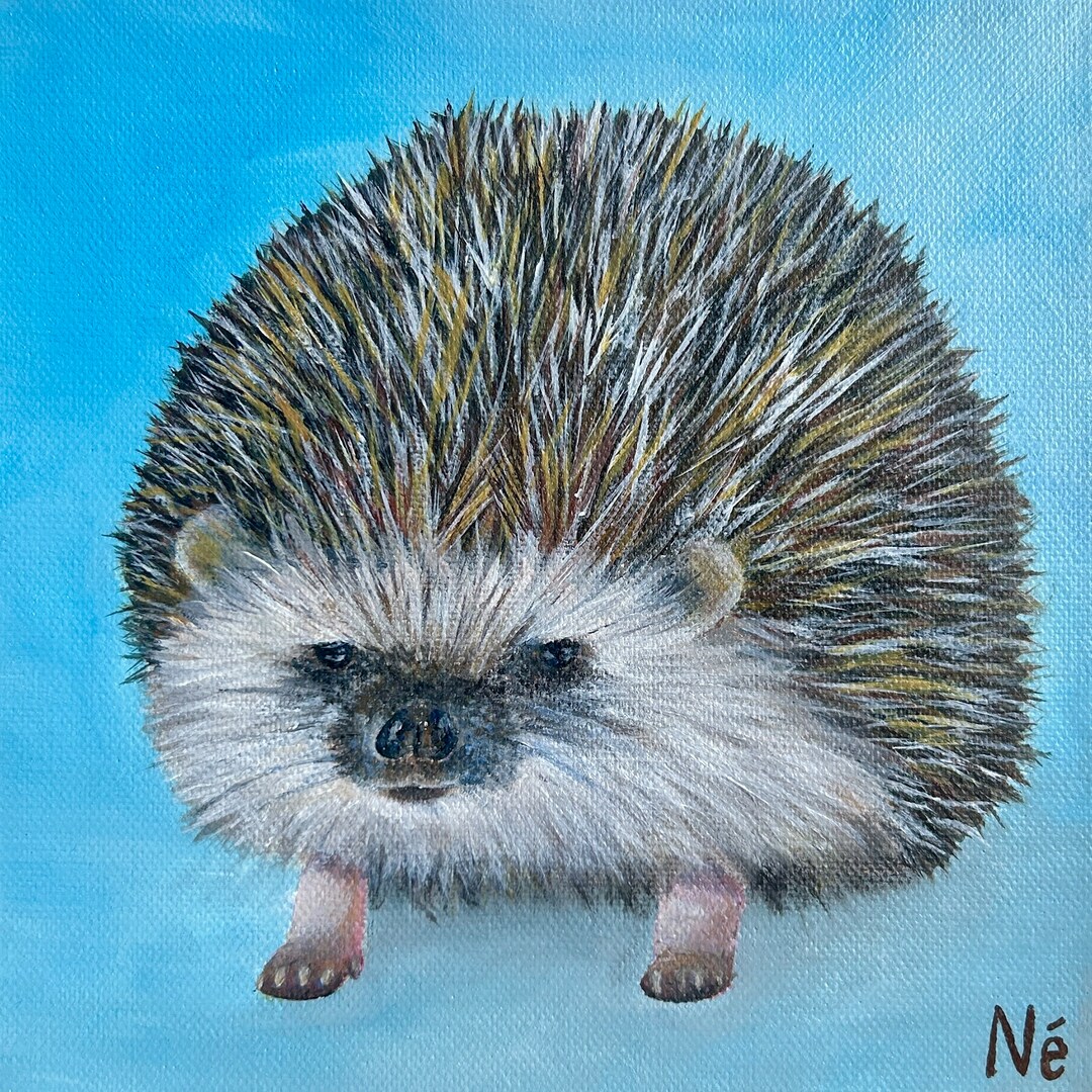 Hedgehog Realistic Portrait Acrylic Painting on Stretched - Etsy