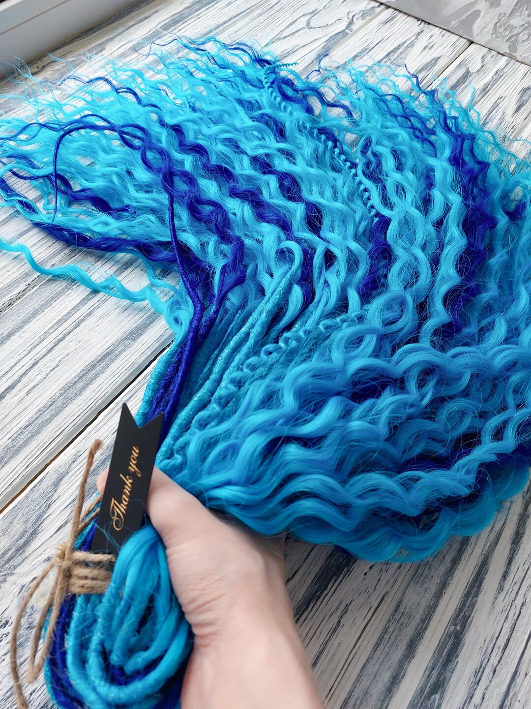 Curly Dreads Crochet Double Ended Dreads Extensions Light Blue ...