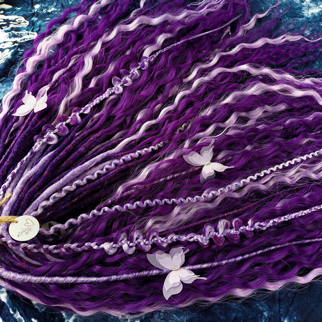 Curly Dreads Crochet Double Ended Dreads Extensions Purple Dreadlocks ...