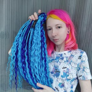 Curly Dreads Crochet Double Ended Dreads Extensions Light Blue ...