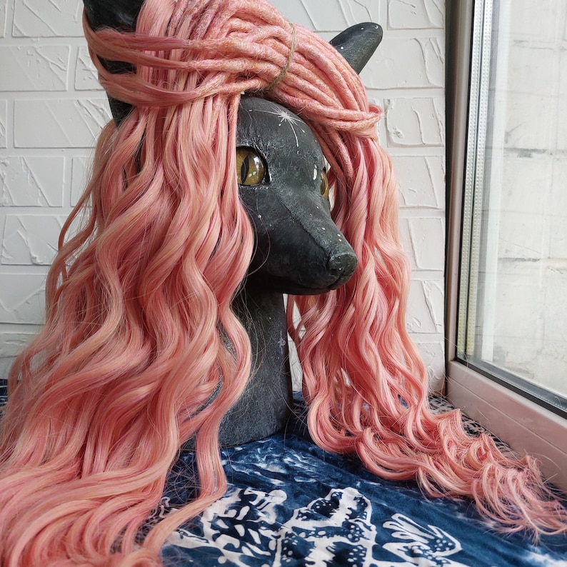 Peach Dreads Wavy Curly Dread Coral Synthetic Dreadlocks Extension Soft ...