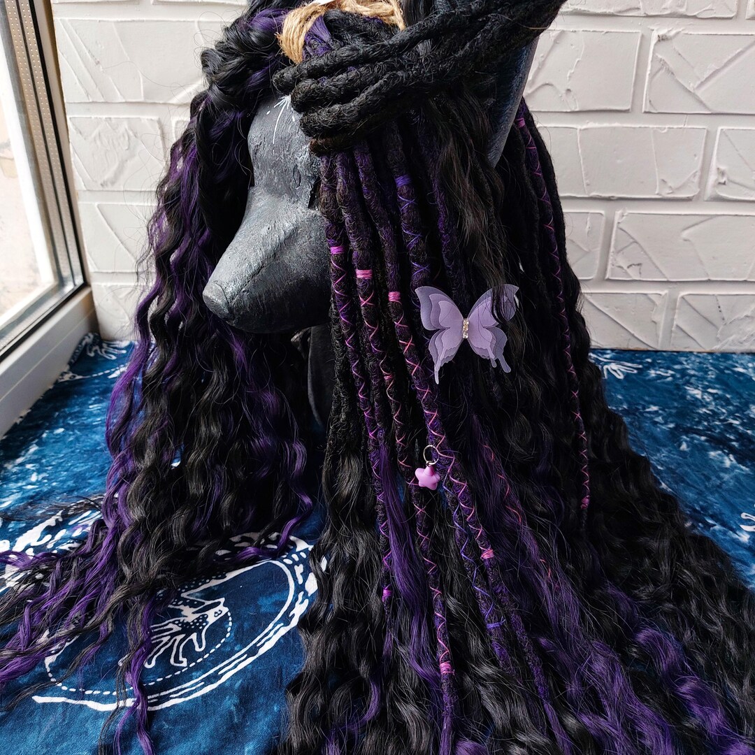Curly Dreads Crochet Double Ended Dreads Extensions Purple Dreads ...