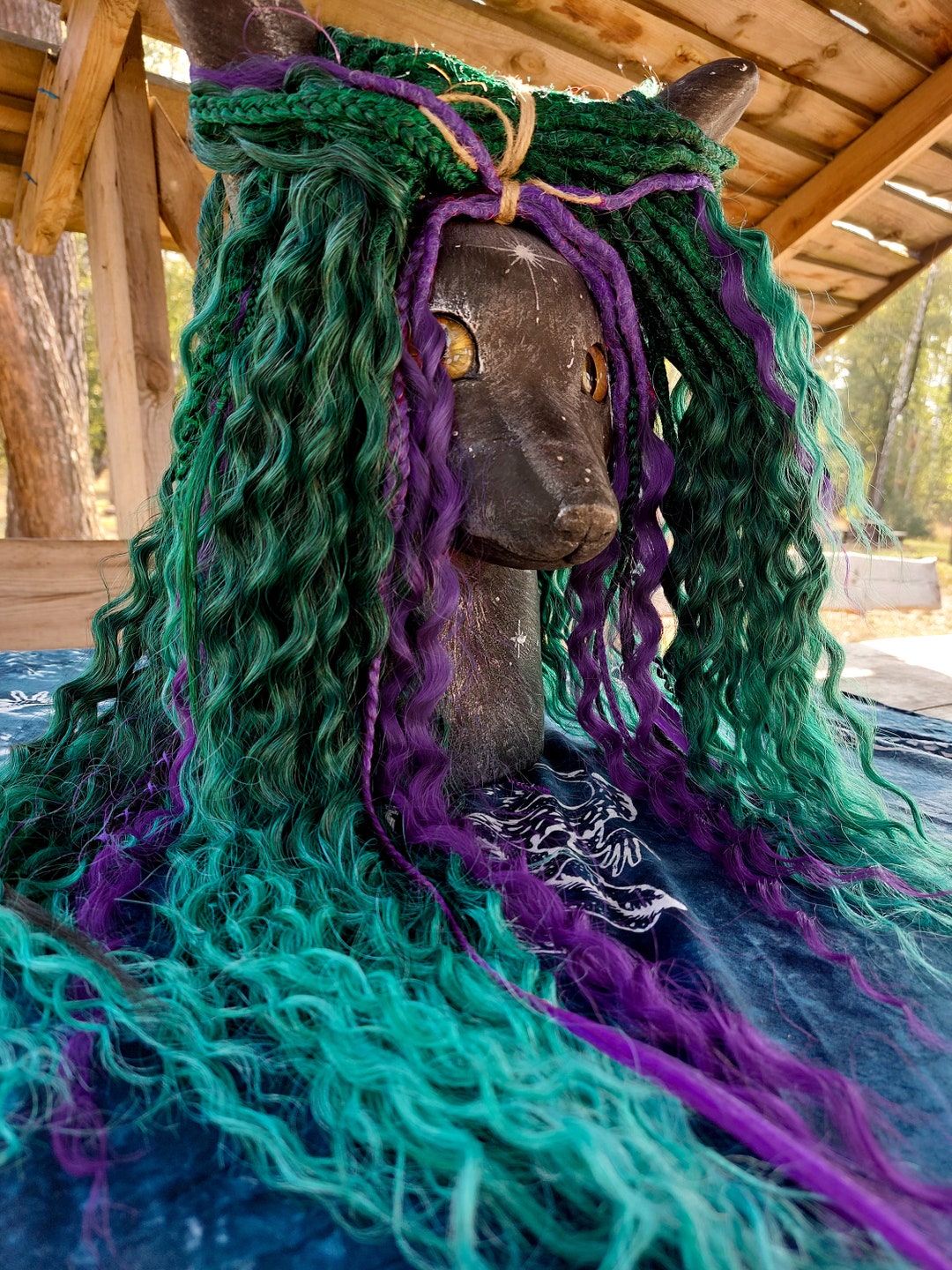 Curly Dreads Crochet Double Ended Dreads Extensions Purple Dreads Green ...