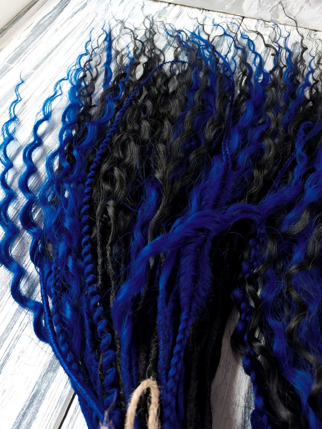 Dark Blue Dreadlocks Curly Dreads Crochet Double Ended Dreads ...
