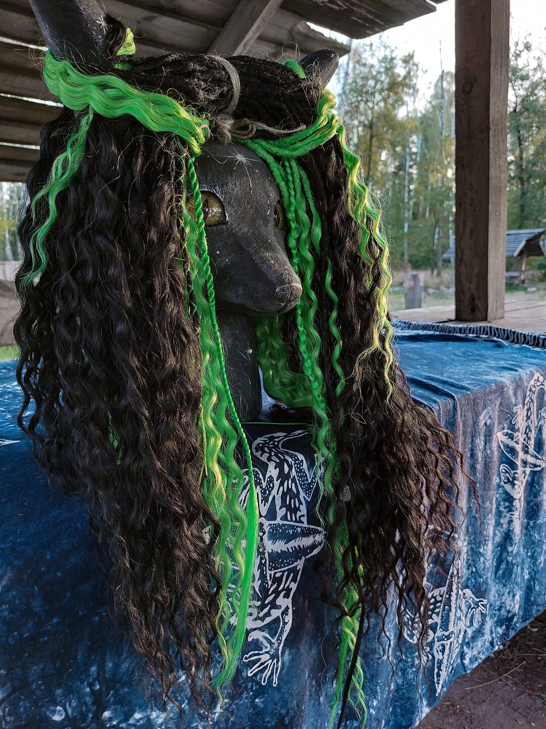 Black Dreads and Green Dreads Lime Dreads Curly Dreads Crochet Double ...