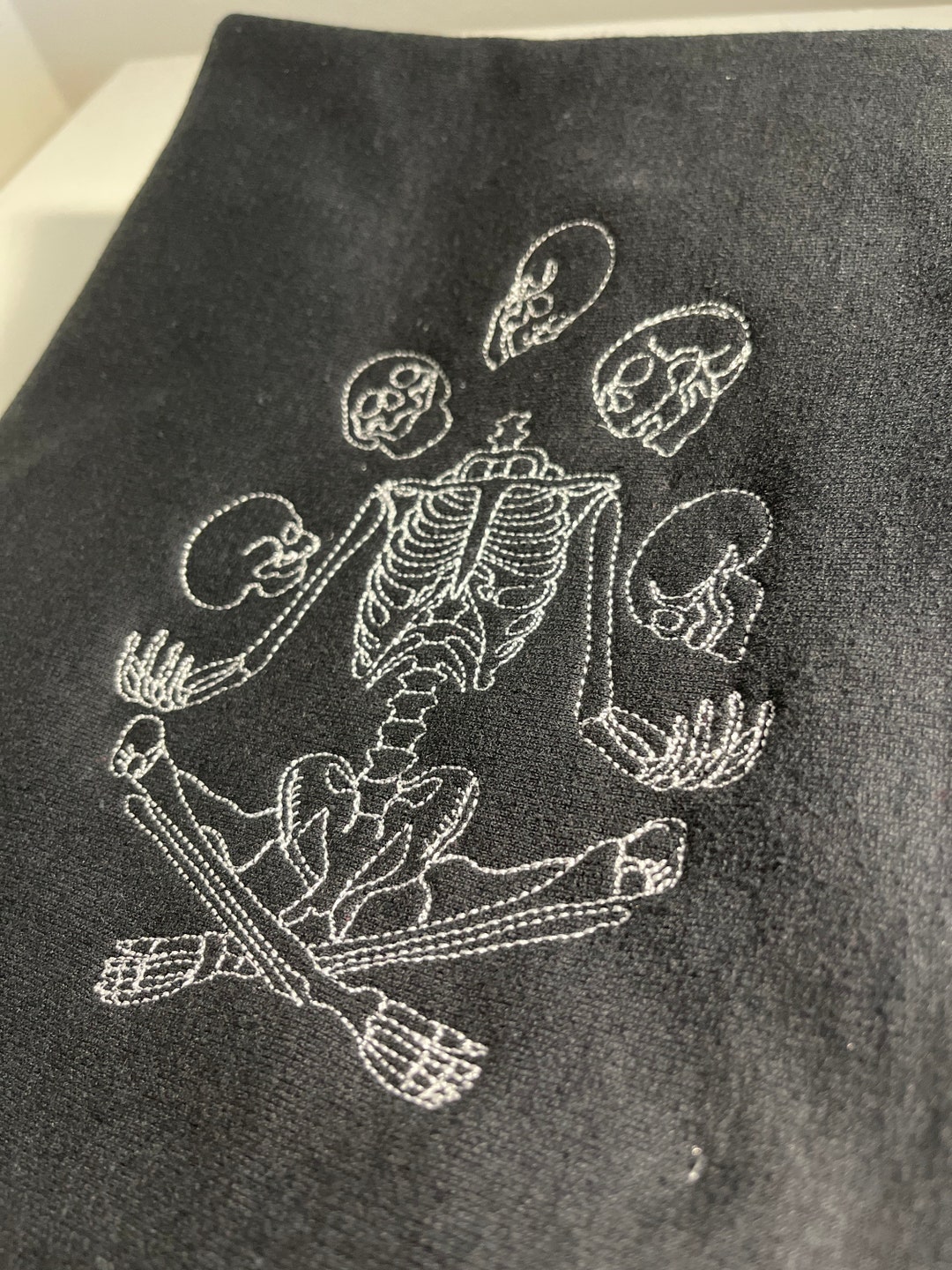 Skeleton Head Embroidered Halloween Sweatshirt - Etsy