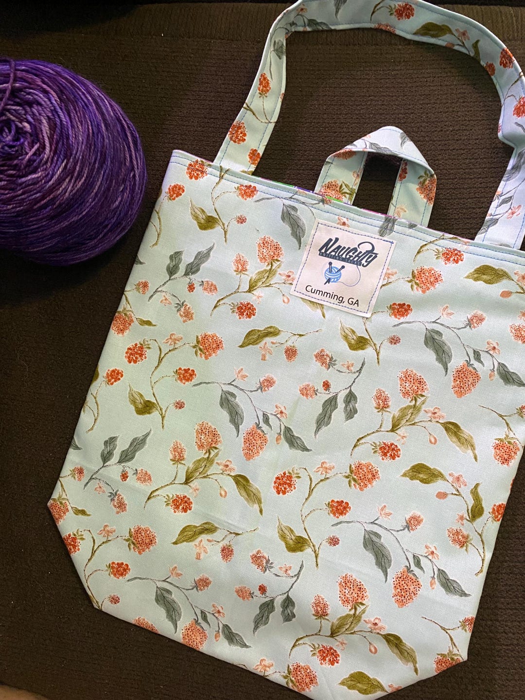 Fuzzy Ball Sack Medium Tote Blue Floral Naughty Balloon Doggies - Etsy