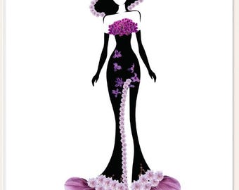 Flower Art Victorian Woman - 24x24 in - 568 DPI PNG, 12 In. X 12 In ...
