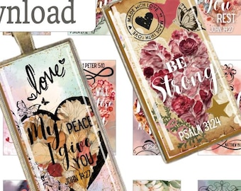 Valentine Flower Heart Art Bible Verses Digital Domino Pendants ...