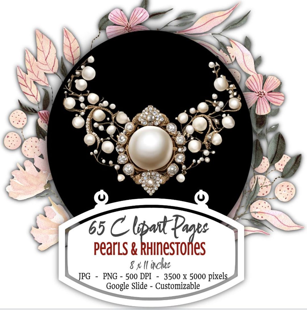 Pearl Rhinestone Jewelry Transparent Clipart 65 Pages 800+ Pieces on 8. ...