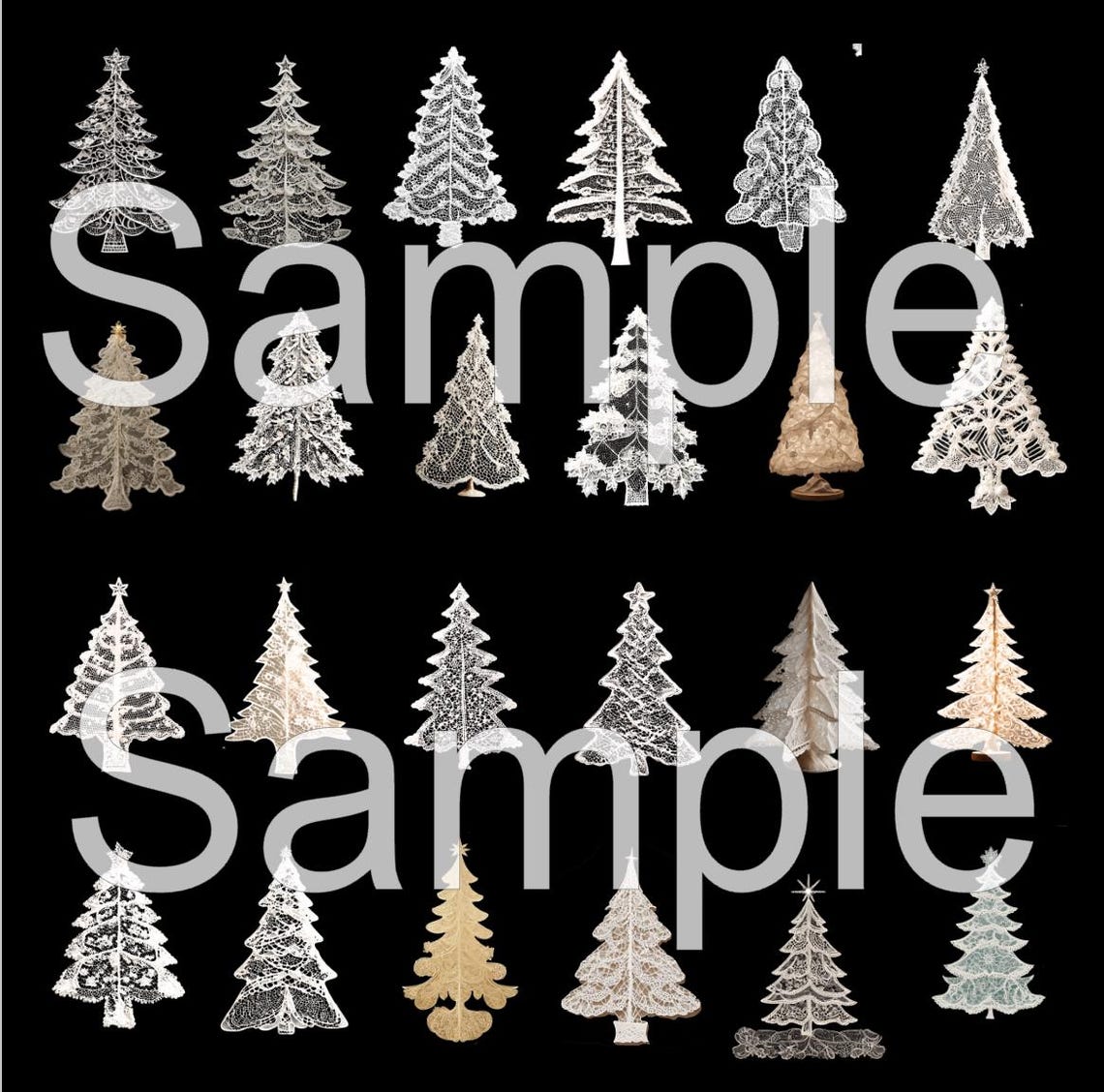 28 Christmas Tree Digital Lace Designs 8 X 11in 500 DPI Transparent PNG ...
