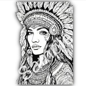 53 Native American Zentangle Coloring Page 8x11in 500 DPI PNG ...