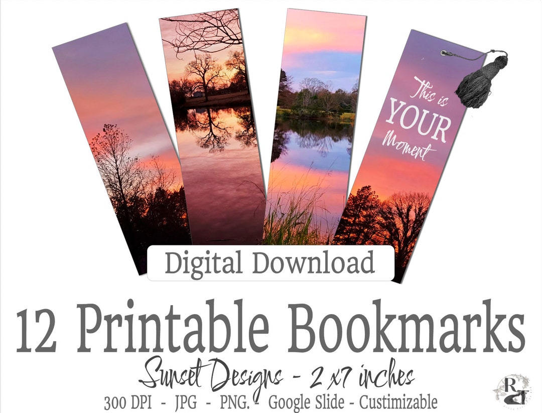 12 Beautiful Bookmarks Sunset Digital Download 2x7 Inches, 300 DPI ...