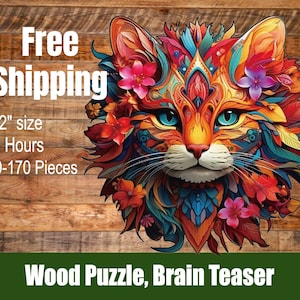 Beautiful and Intricate Wood Cat Puzzle - Great for Animal and Nature ...