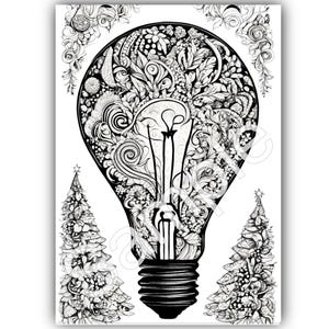 39 Light Bulb Zentangle Coloring Pages 8x11in 500 DPI PNG, Unlimited ...