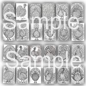 24 Fall Turkey Zentangle Coloring Pages 8x11in 500 DPI PNG, Unlimited ...